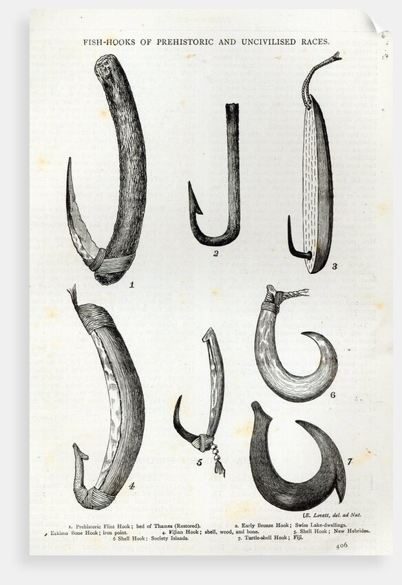 Fish-hooks of Prehistoric and Uncivilised races posters & prints by ...