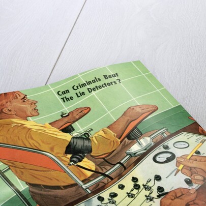 Nervous man taking polygraph or lie detector test posters & prints by ...