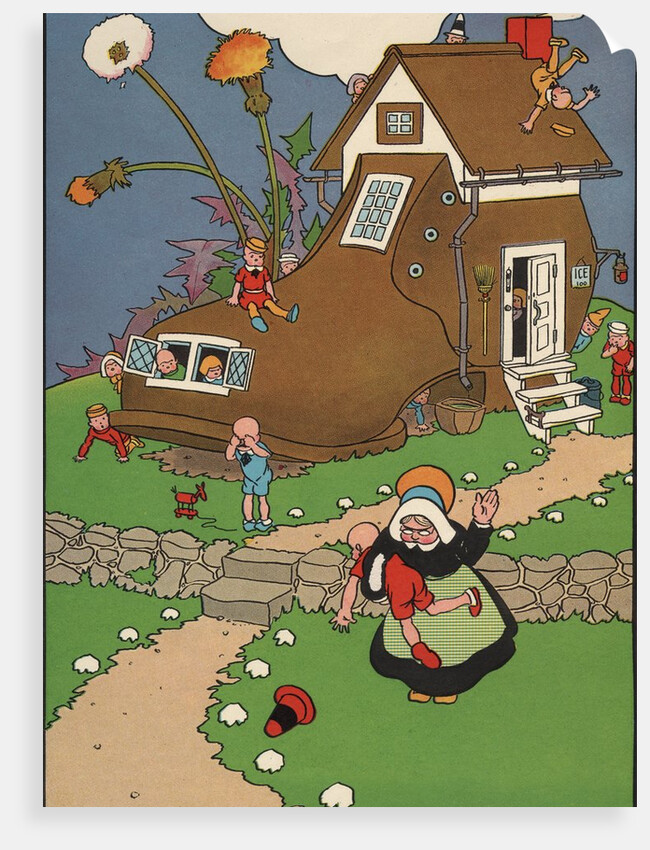 The Old Woman Who Lived in a Shoe Illustration posters & prints by ...