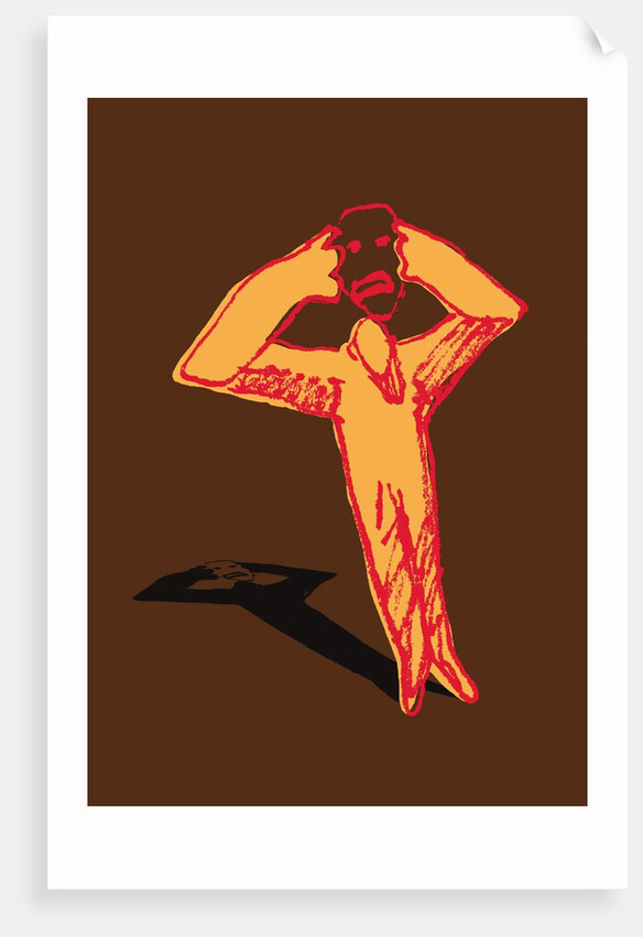 Figure removing an angry mask posters & prints by Anonymous