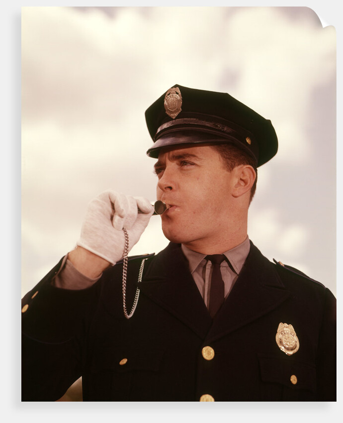 1960s Portrait Man Policeman Traffic Cop Blowing Whistle posters ...