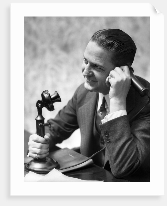 1920s Businessman Talking Into Candlestick Telephone posters & prints ...