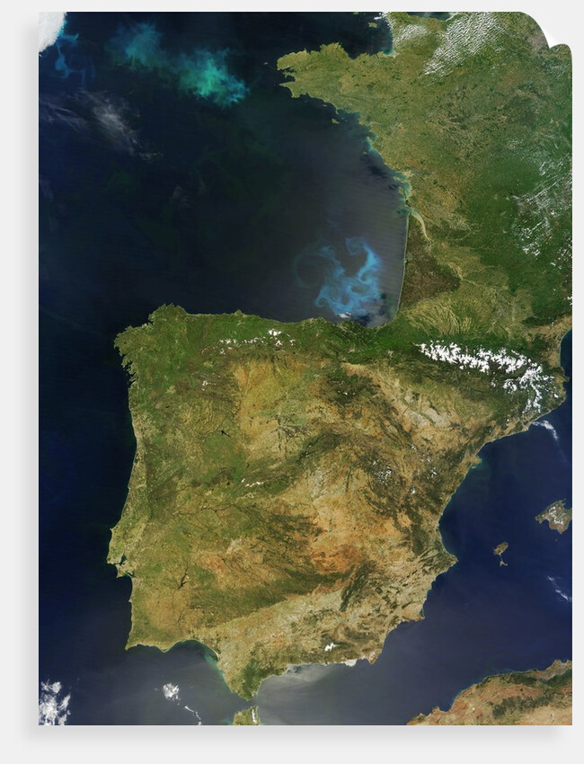 Satellite View of Spain, Portugal and the Iberian Peninsula posters ...