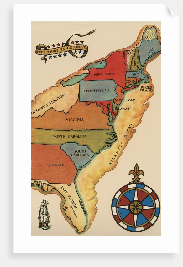 Map of the first thirteen colonies of the United States of America ...