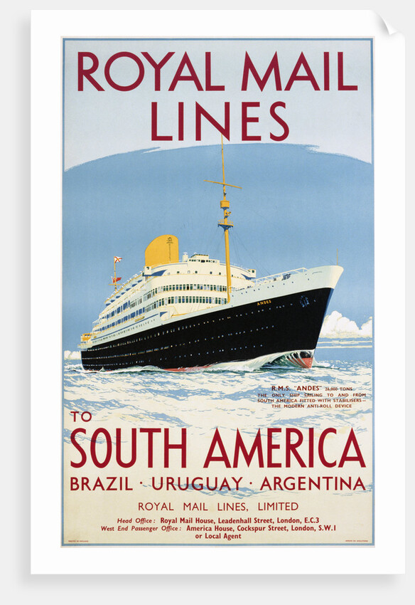 Royal Mail Lines to South America Poster posters & prints by Jarvis