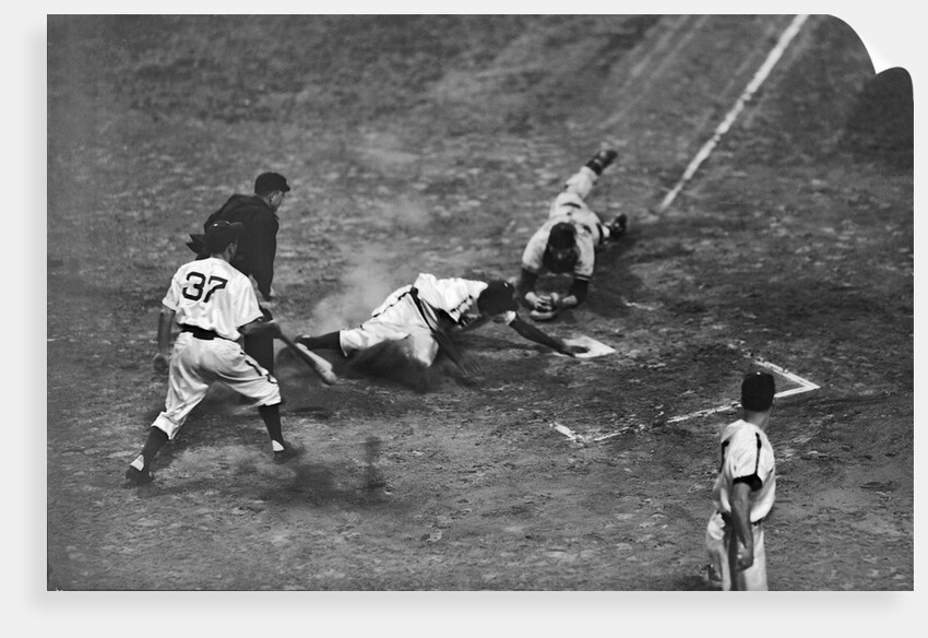 Jackie Robinson Sliding into Home Plate posters & prints by Corbis