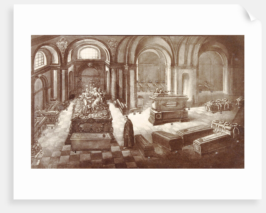 Painting of the imperial crypt underneath the Capuchin church in Vienna ...