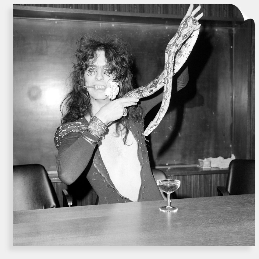 Alice Cooper with his pet boa constrictor posters & prints by Anonymous