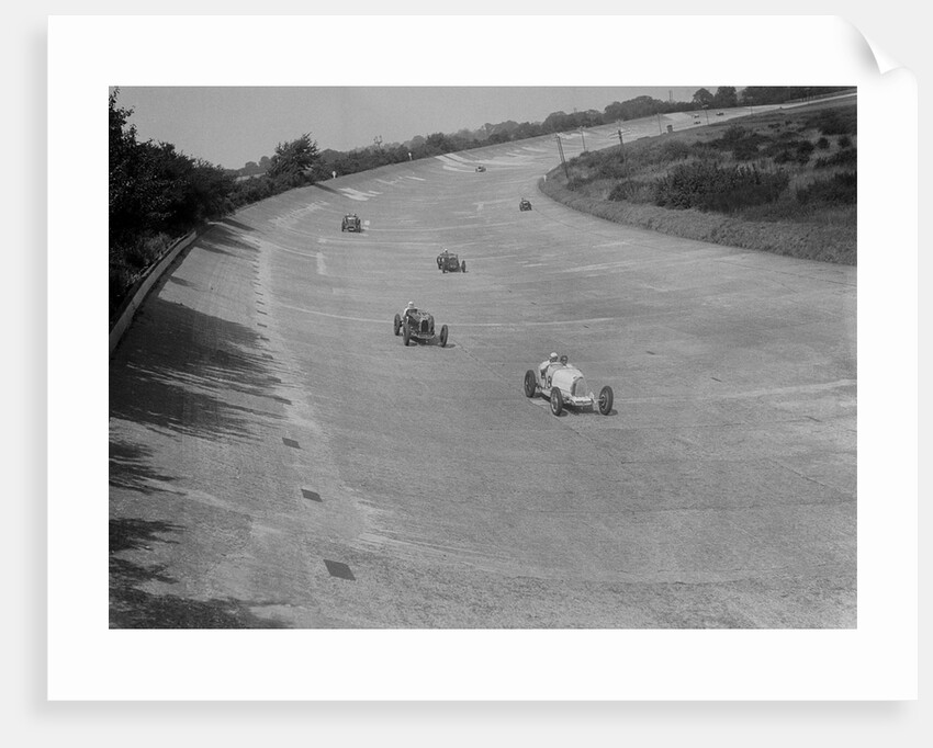 Bugatti T37s of Eileen Ellison and S Smith on Byfleet Banking, BARC ...