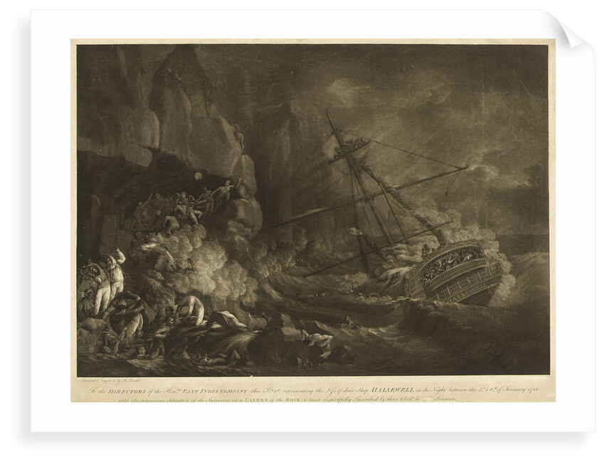The loss of the East India Company's ship 'Halsewell' on the night of ...