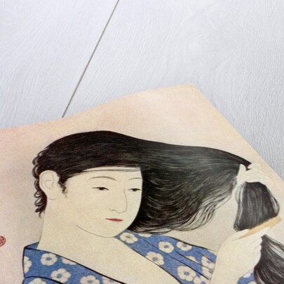 A Japanese woman combing her hair posters & prints by Hashiguchi Goyo