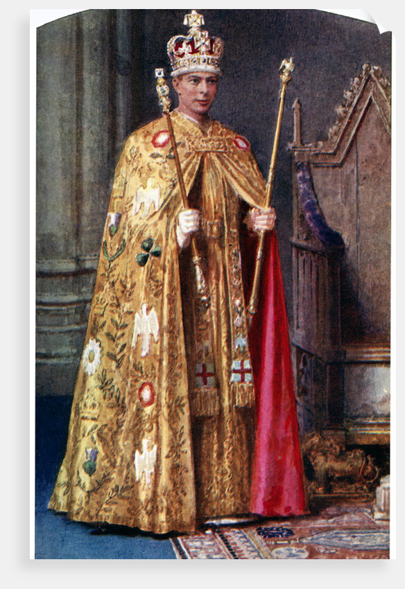 George VI in coronation robes: the Golden Imperial mantle, with St ...