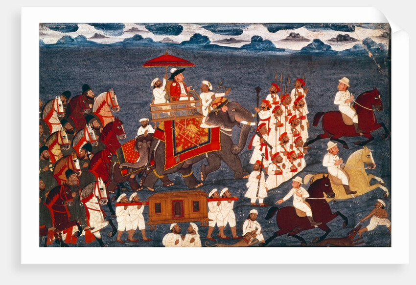 Colonel James Tod riding an elephant. Udaipur, India, early 19th ...